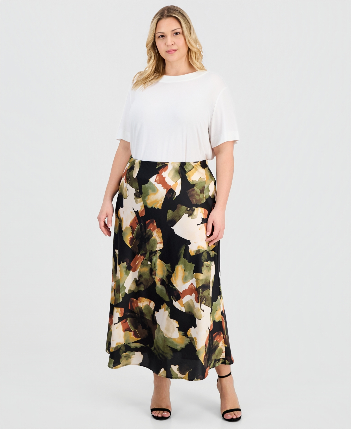 Click here for Anne Klein Plus Size Pull-On Bias Flared Skirt - B... prices