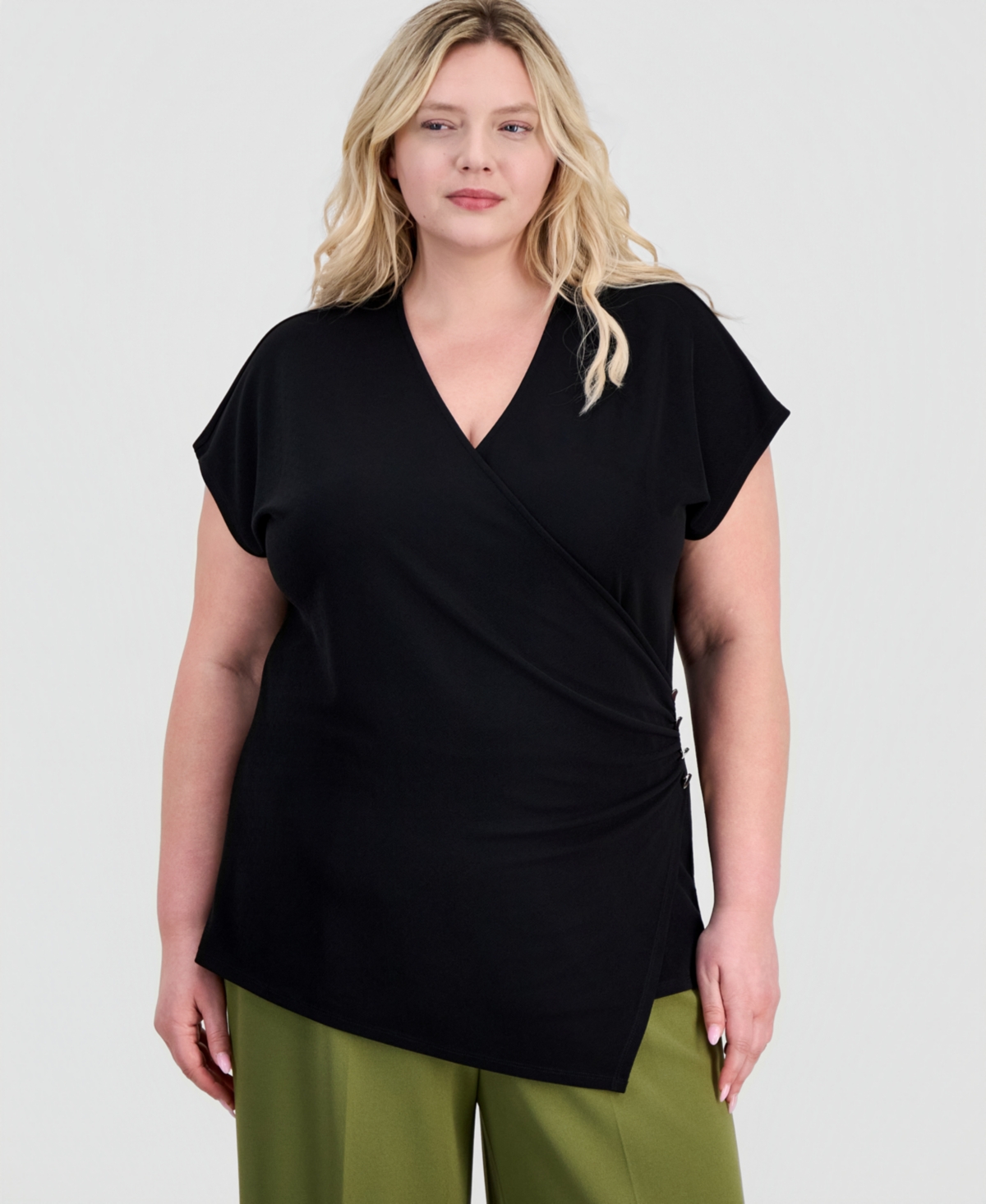 Click here for Anne Klein Plus Size Side Button Wrap Shirt - Anne... prices