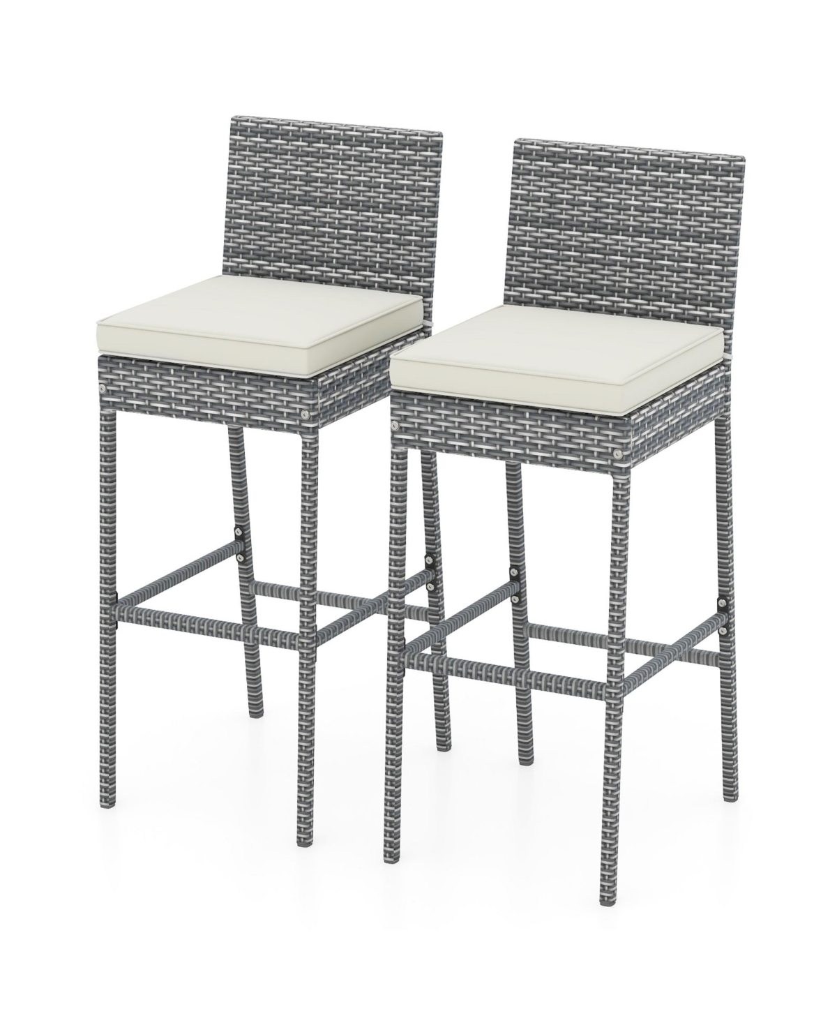 Click here for Gymax 2 Pcs Patio Wicker Barstools Bar Height Chai... prices