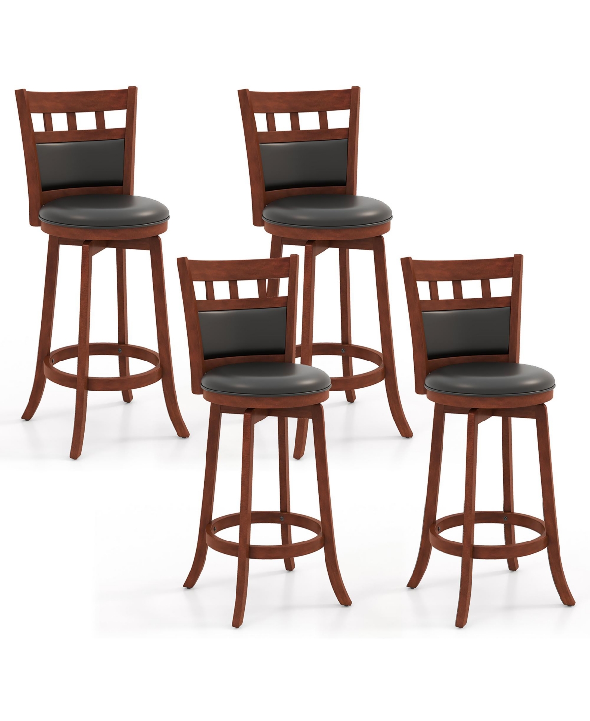 Click here for Gymax Wood Swivel Bar Stools Set of 4 With Faux Le... prices