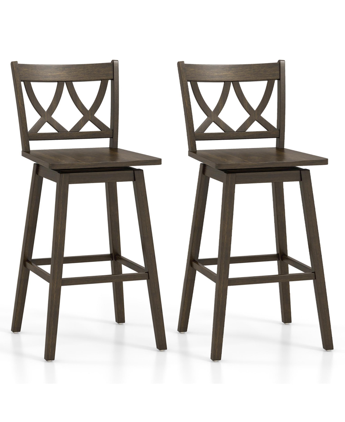 Click here for Gymax Bar Stool Set of 2 w/Rubber Wood Frame Swive... prices