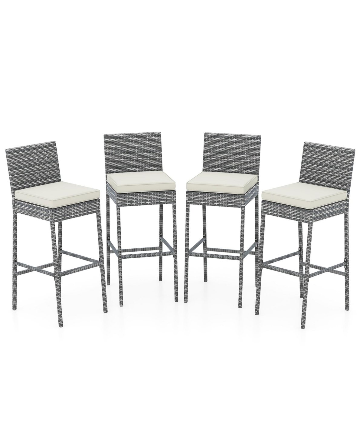 Click here for Gymax 4 Pcs Patio Wicker Barstools Bar Height Chai... prices
