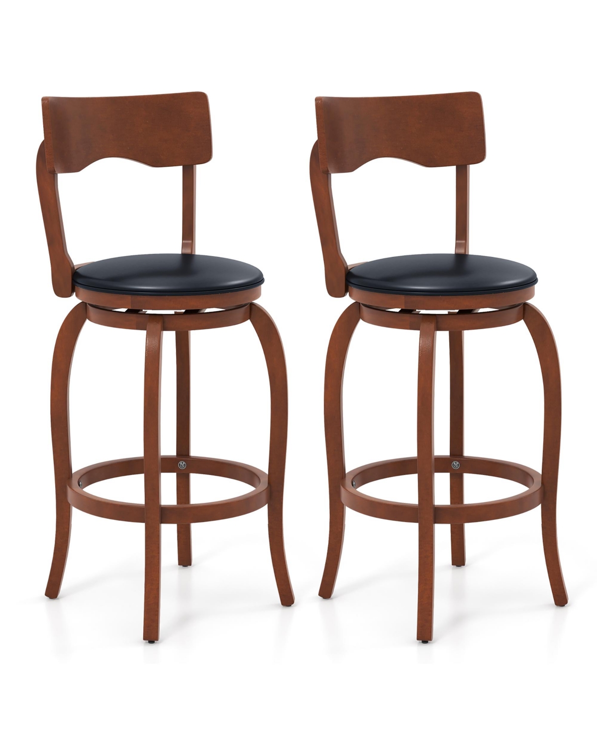 Click here for Gymax Swivel Bar Stools Set of 2 w/ Rubber Wood Fr... prices