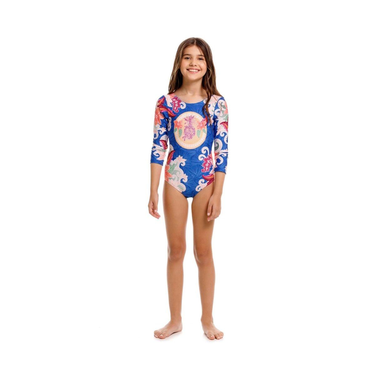 Click here for Agua Bendita Girls Honey One Piece Swimsuit - Blue... prices
