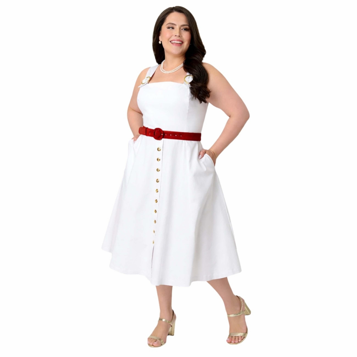 Click here for Unique Vintage Plus Size Picnic Perfect Midi Dress... prices