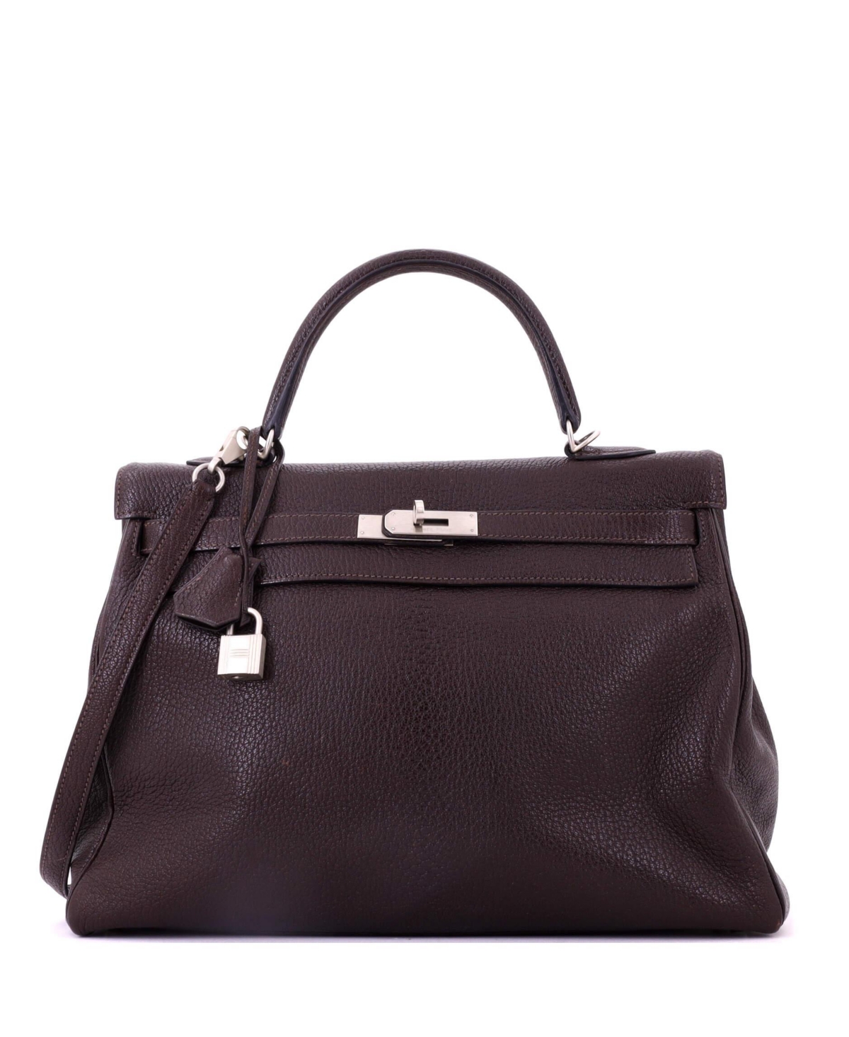 Click here for Pre-Owned HERMES Kelly 35 Handbag Brown Chevre de... prices