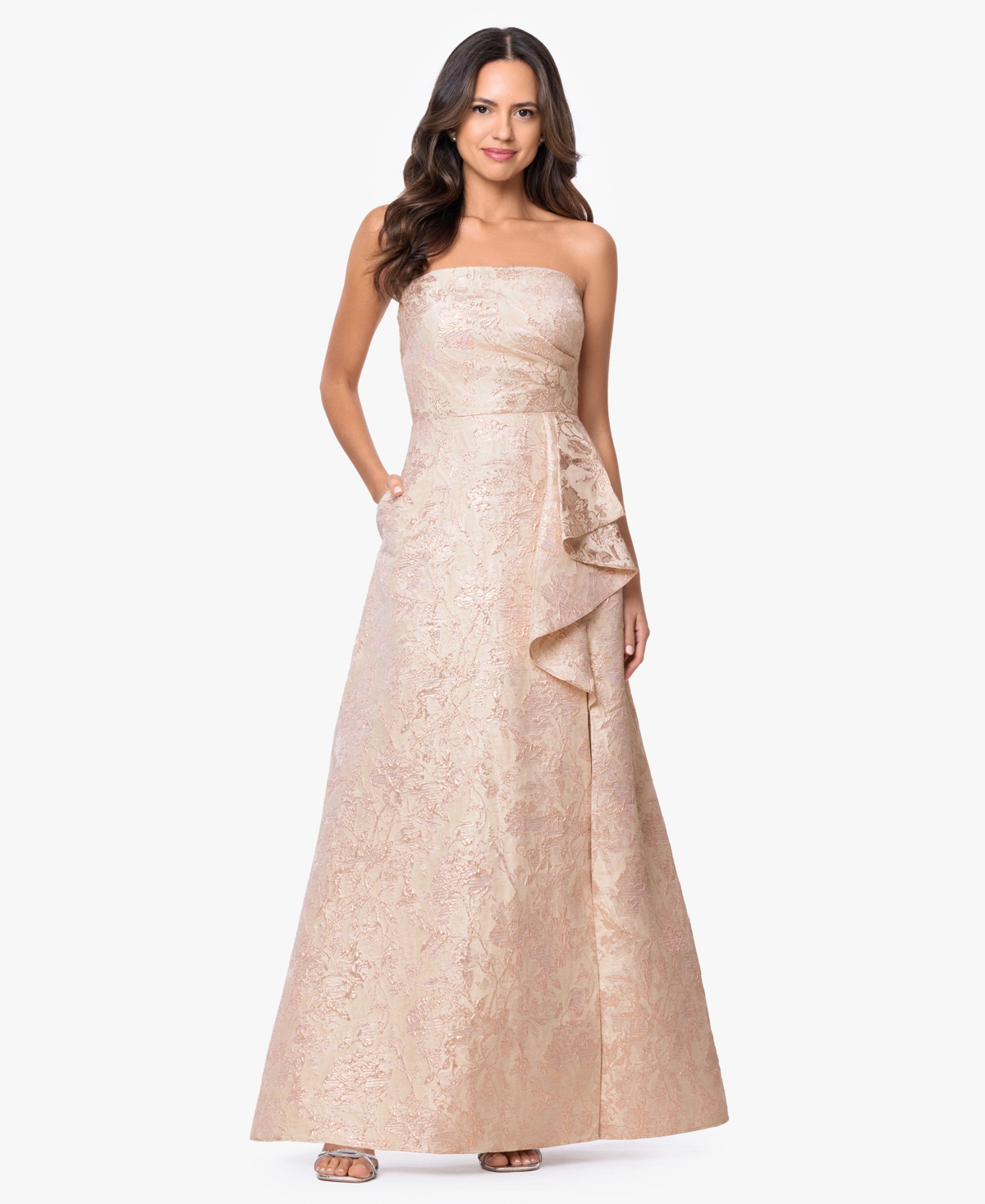 Click here for Xscape Petite Sleeveless Strapless Gown - Champagn... prices