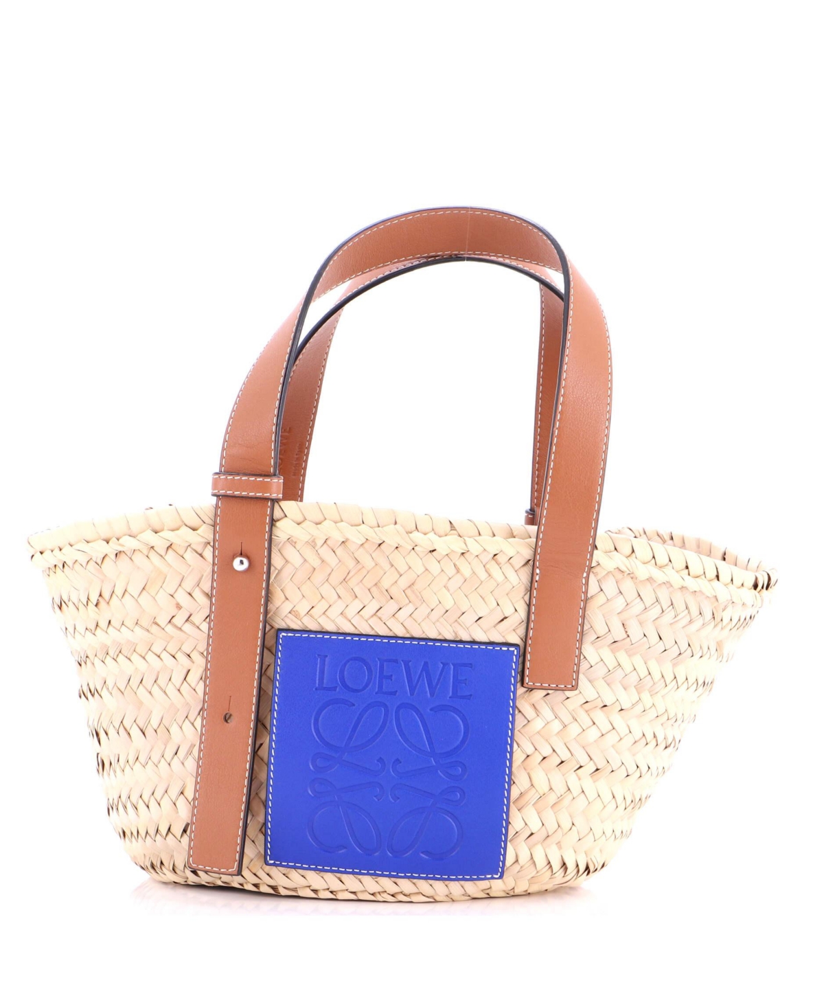 Click here for Pre-Owned Loewe Small Basket Tote Raffia - Blue prices