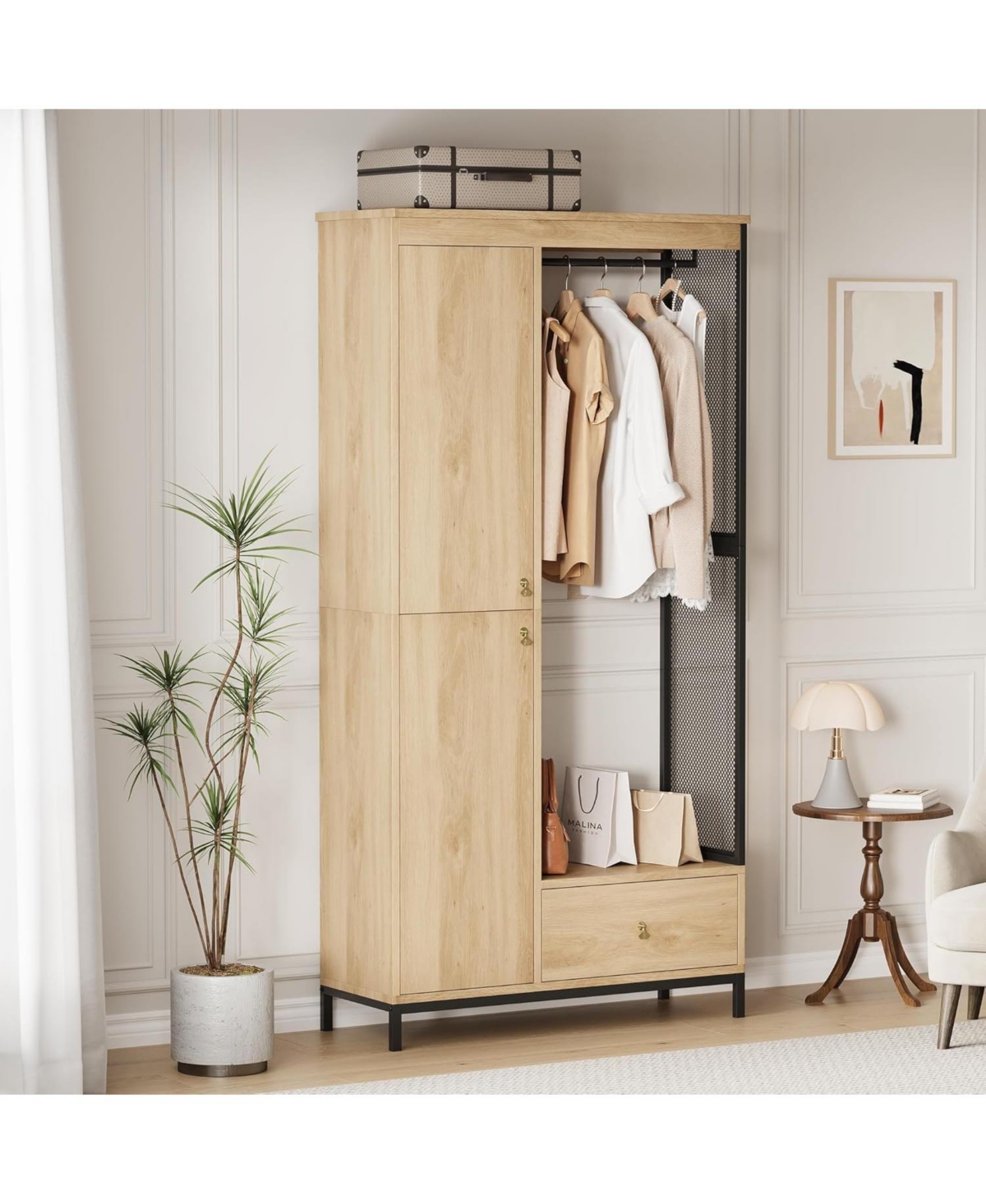 Click here for gaomon Modern Armoire Wardrobe Closet  Wood and Me... prices