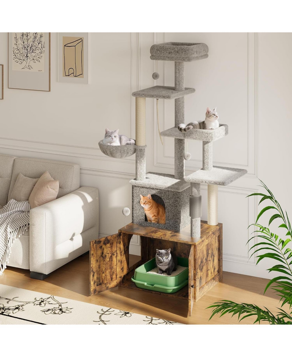 Click here for gaomon Cat Tree with Litter Box Enclosure  2-in-1... prices