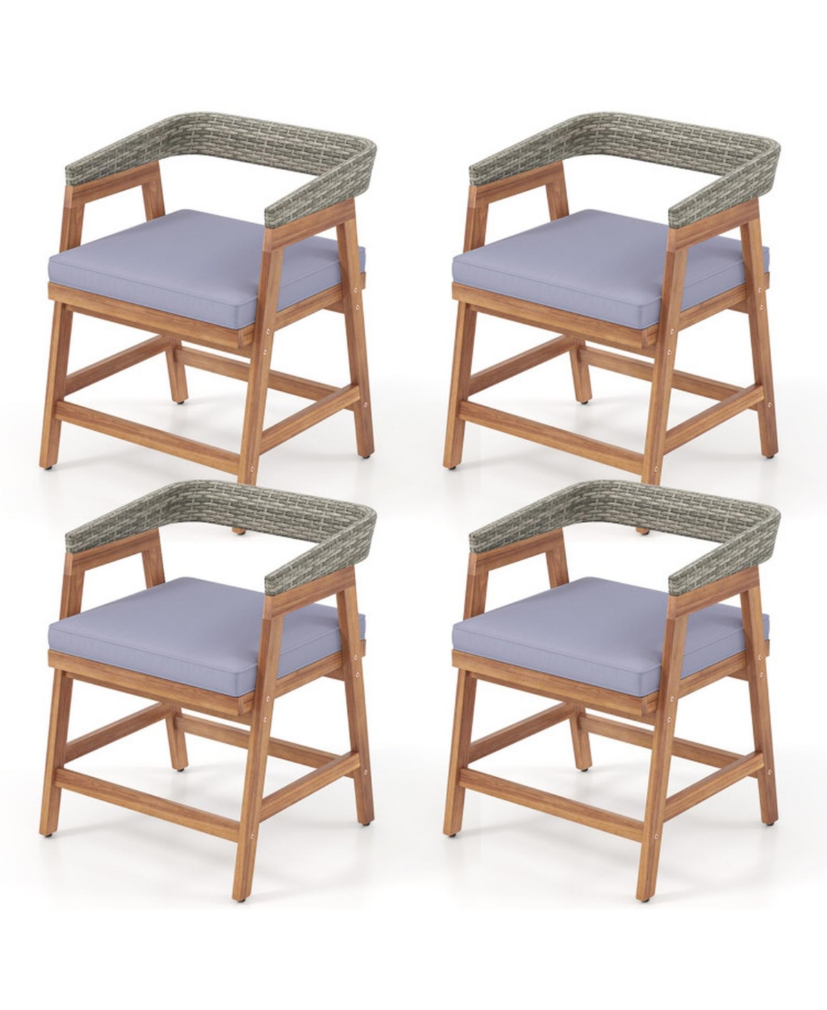 Click here for Gouun Acacia Wood and Wicker Outdoor Dining Chairs... prices