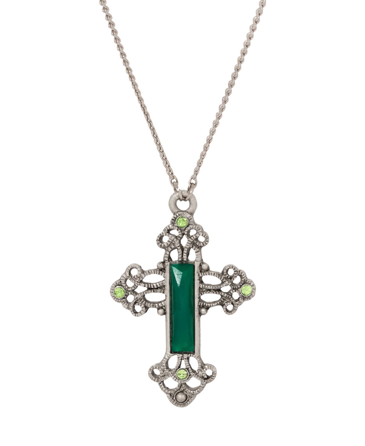 Click here for Symbols of Faith Pewter Silver Tone Green Cross Ne... prices