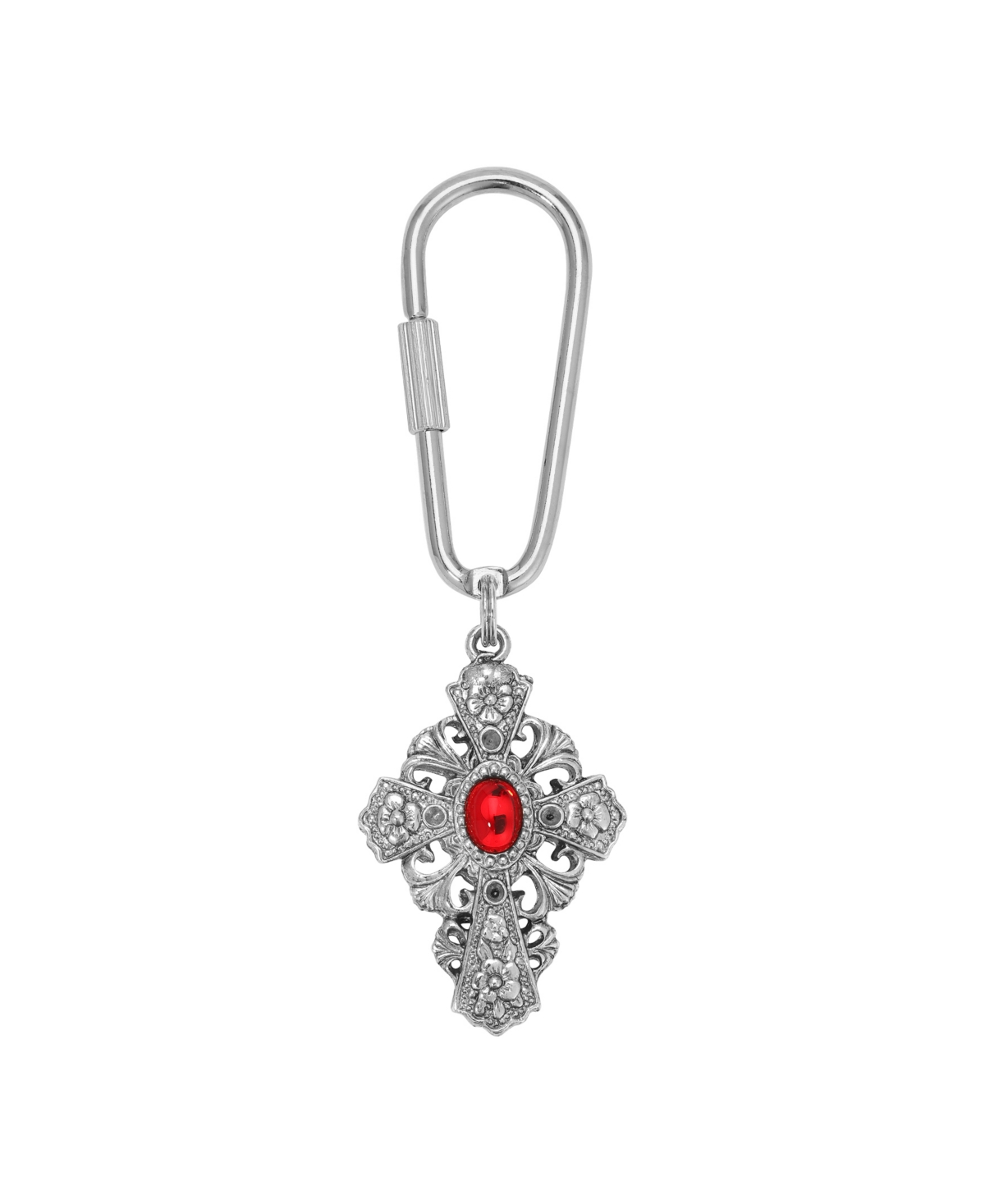 Click here for Symbols of Faith Silver Tone Cross Oval Red Stone... prices