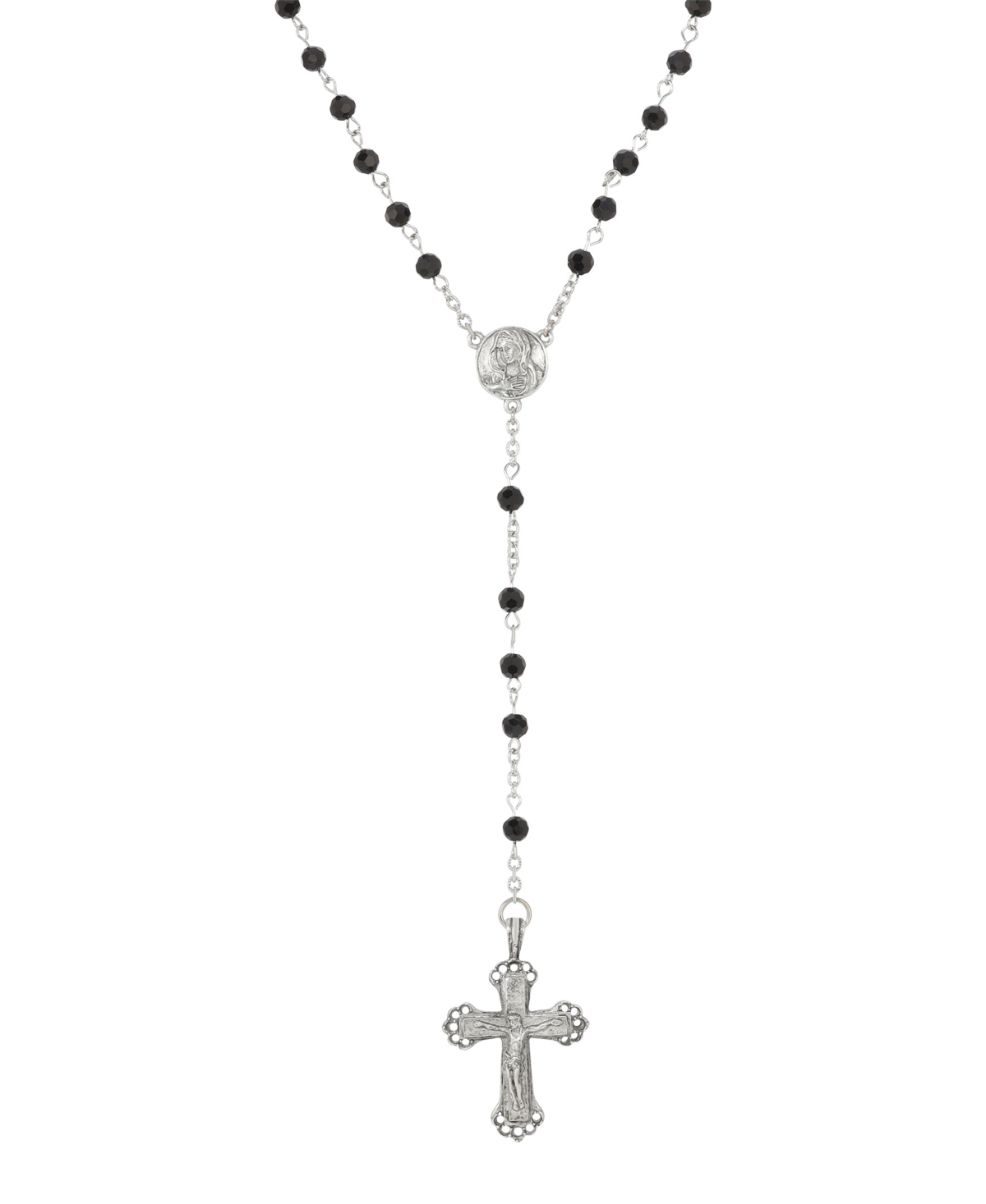 Click here for Symbols of Faith Pewter Black Bead Mother Mary Ros... prices