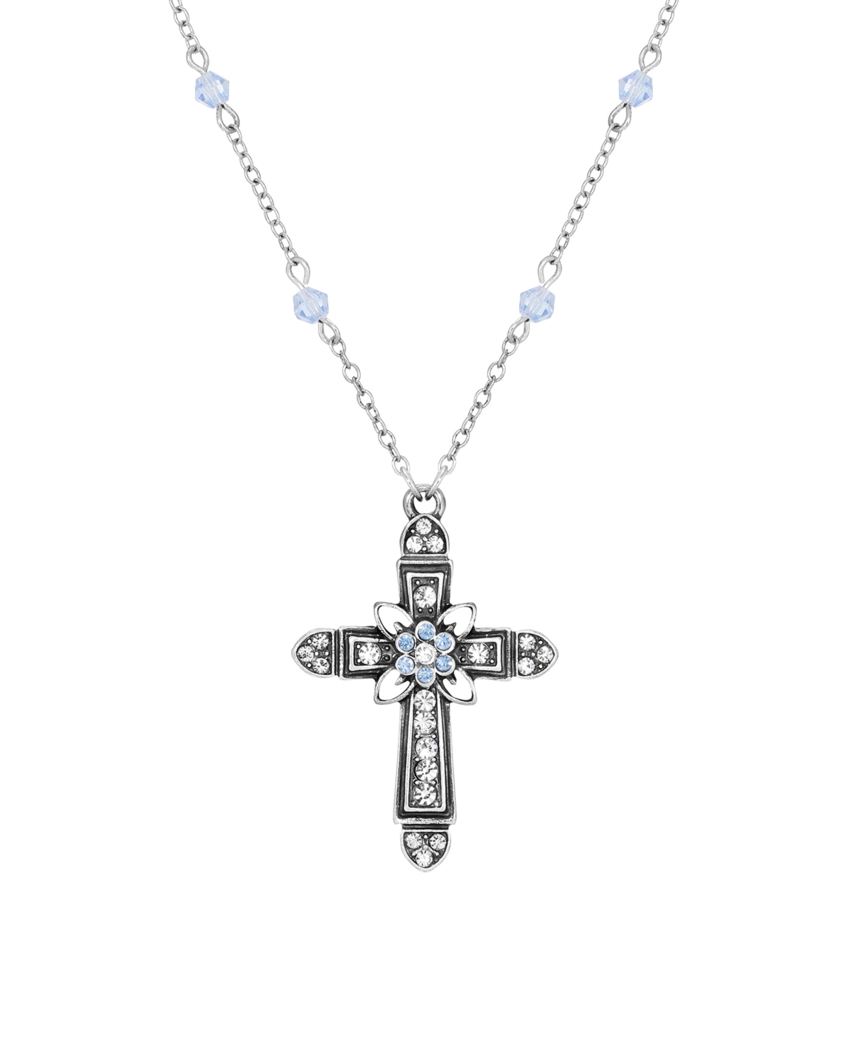 Click here for Symbols of Faith Silver-Tone Cross Center Flower C... prices