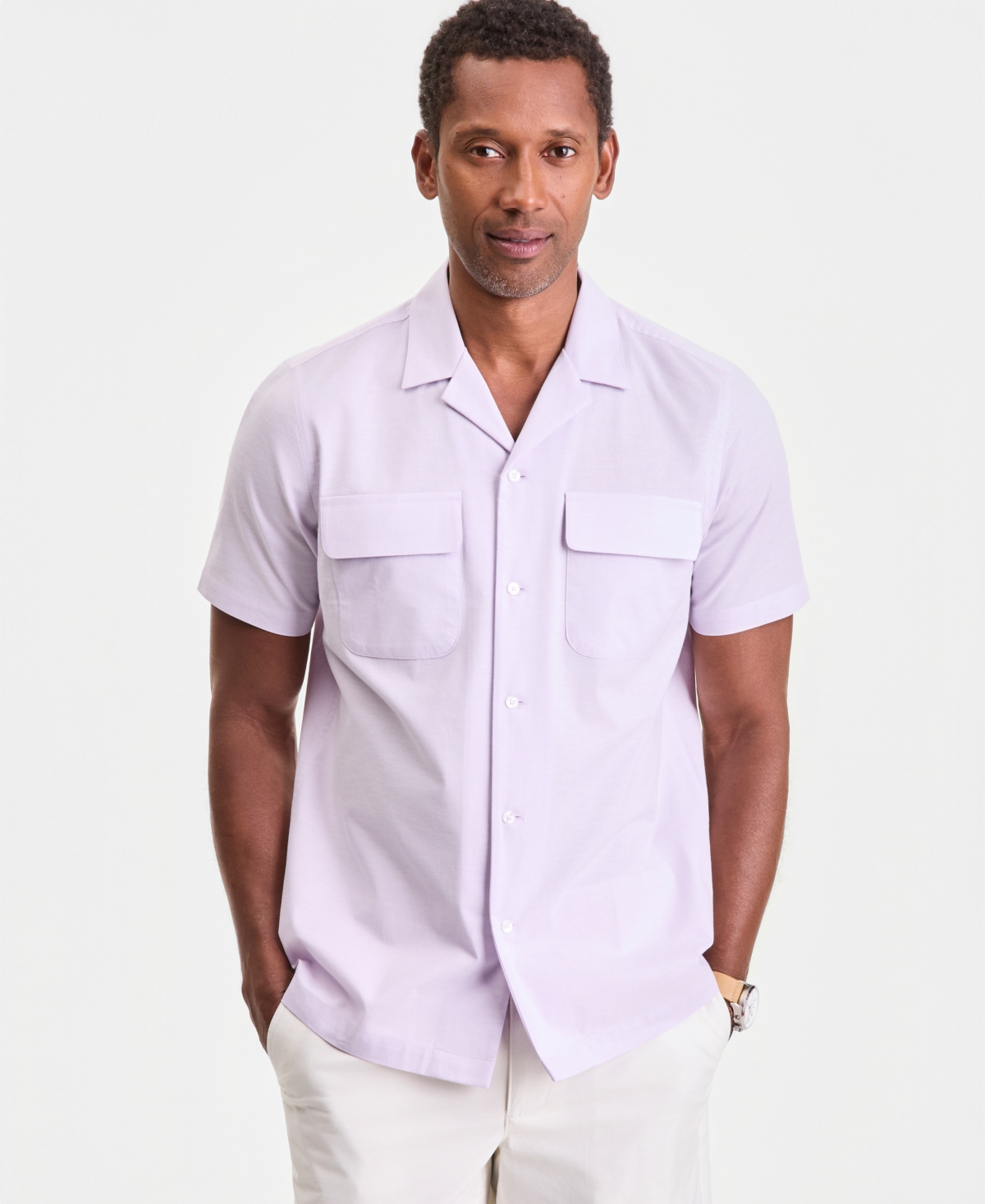 Click here for Club Room Mens Double Pocket Oxford Short-Sleeve S... prices