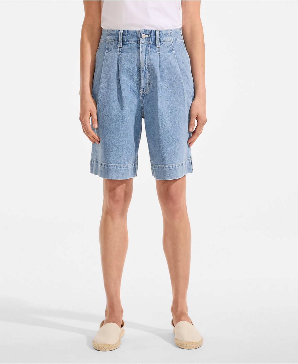 Click here for Lands End Womens Soft Denim High Rise 7 Pleated Tr... prices