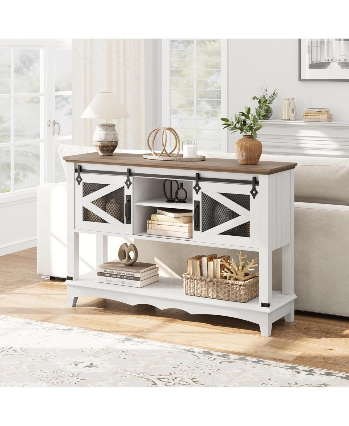 Click here for gaomon 46 2-Tier Storage Farmhouse Console Table -... prices