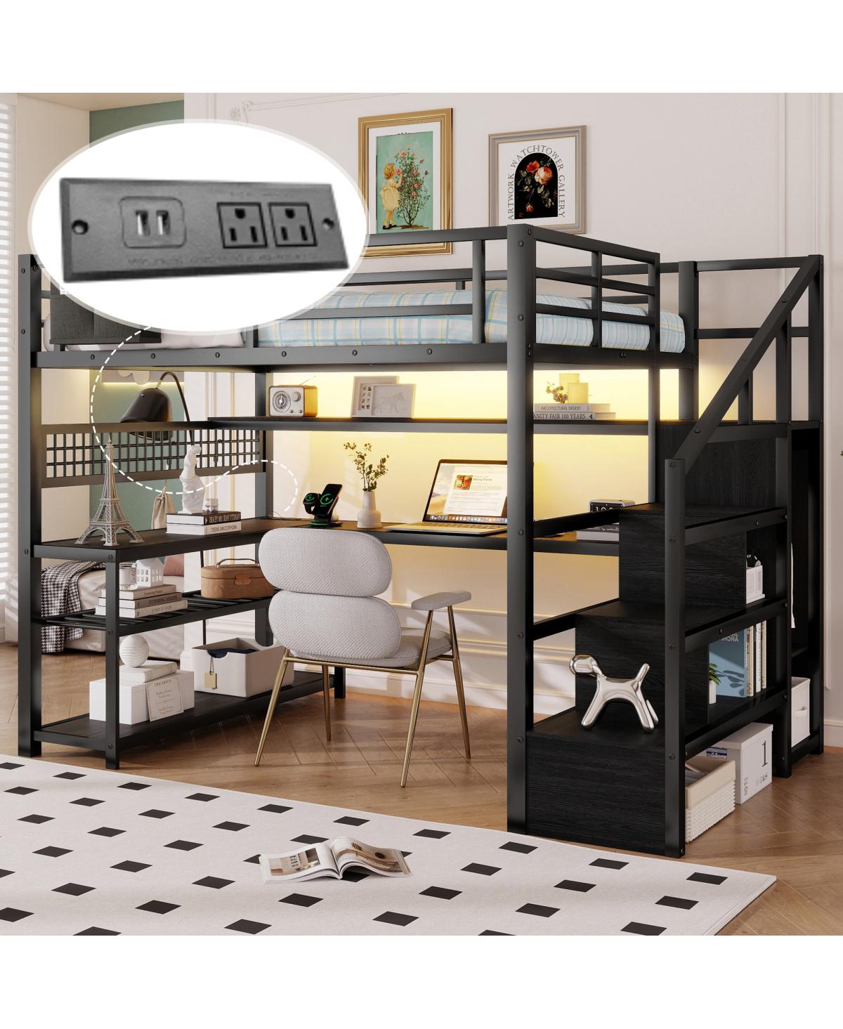 Click here for Streamdale Furniture Metal Loft Bed With Stairs  D... prices