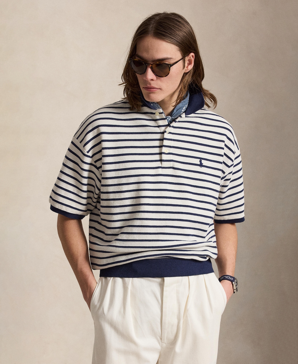 Click here for Polo Ralph Lauren Relaxed-Fit Striped Textured Pol... prices