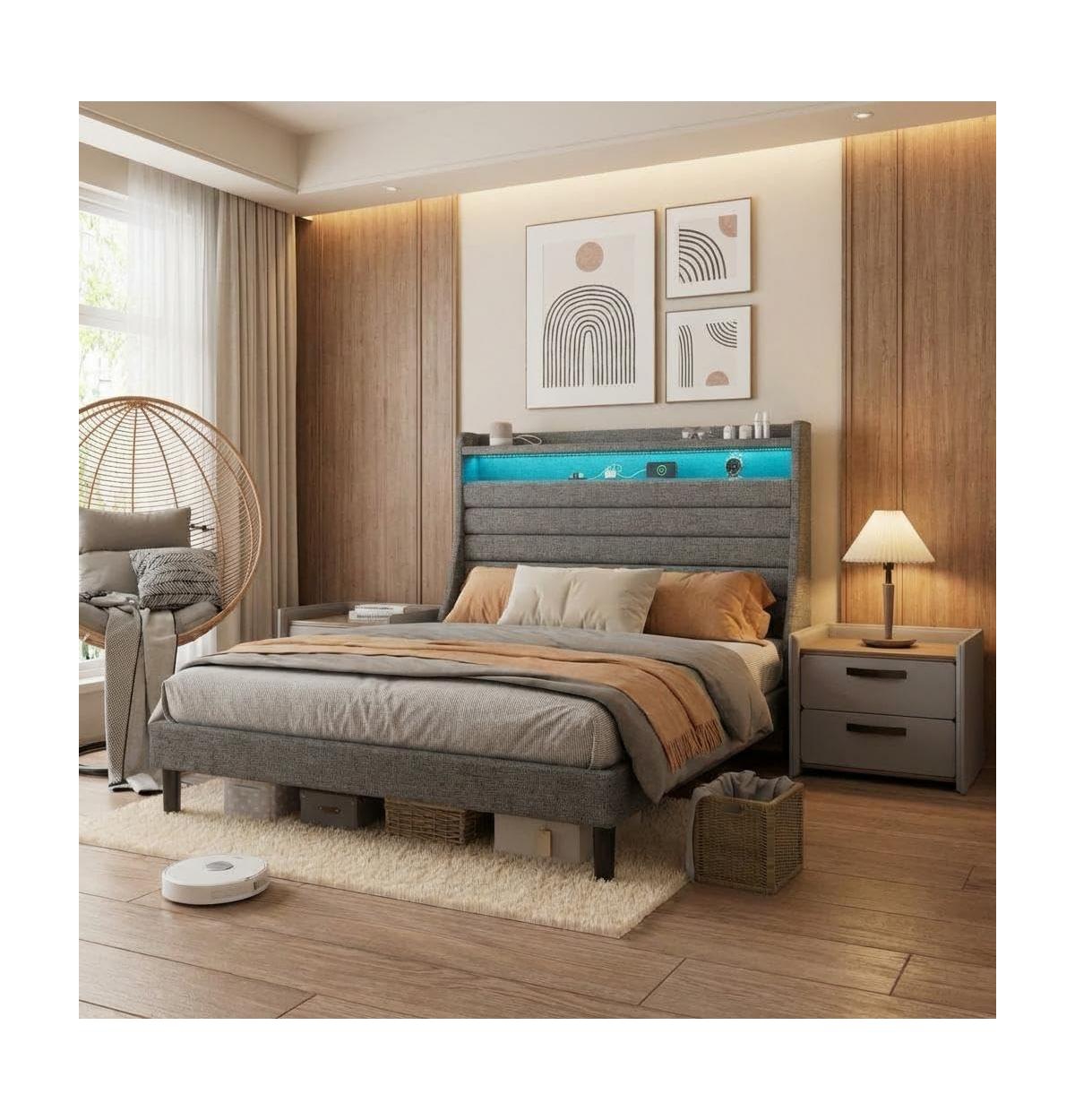 Click here for gaomon Led Bed Frame with Charging Station  Wooden... prices