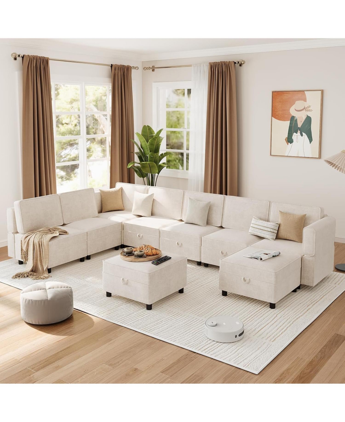 Click here for gaomon 9-Seat L-Shaped Sectional Sofa  Modular Des... prices