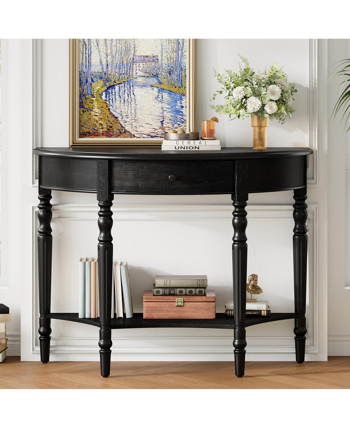 Click here for Rainsken Farmhouse Half Moon Console Table  Rustic... prices
