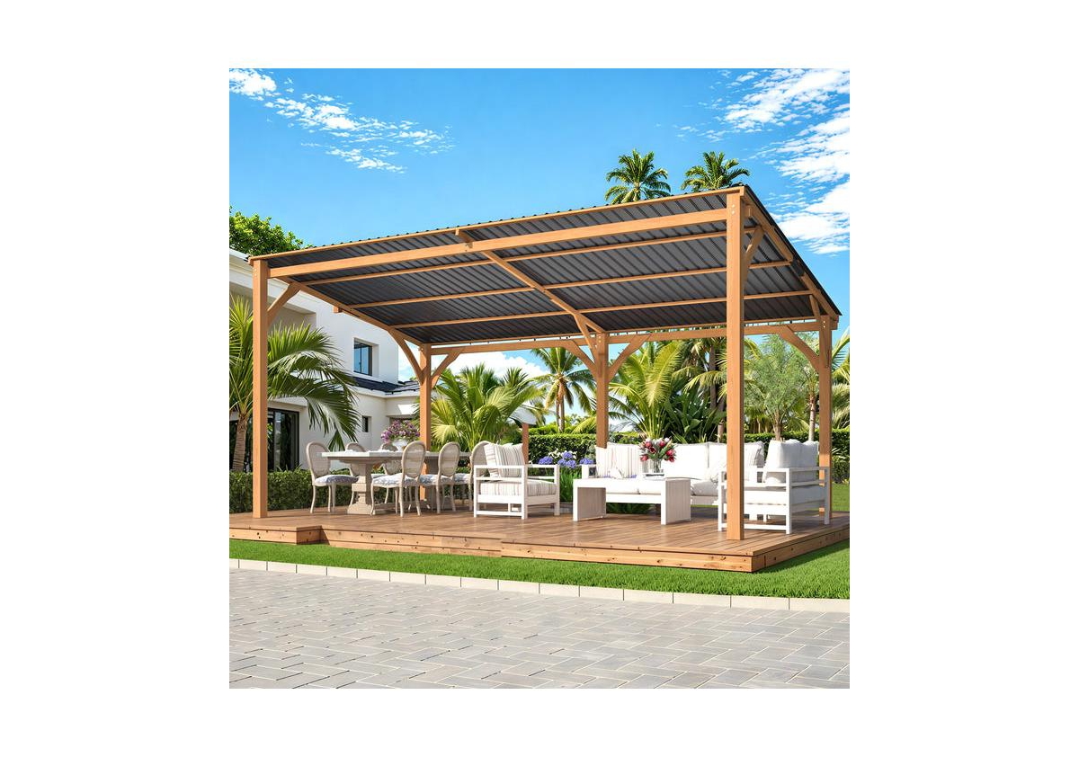 Click here for Aecojoy 16 x 10 Outdoor Wooden Gazebo  Patio Lean... prices