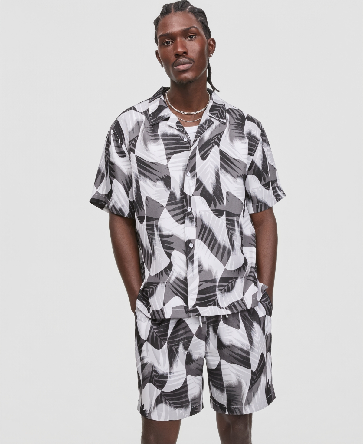 Click here for Mode of One Mens Groove Palm Relaxed-Fit Camp Shir... prices