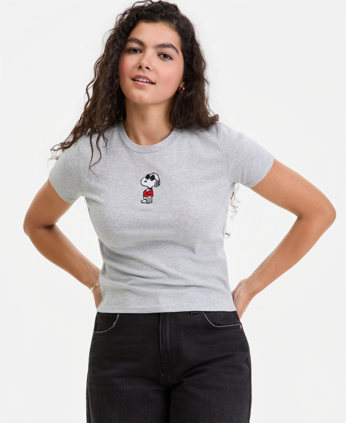 Click here for Snoopy Juniors Embroidered Snoopy Crewneck Baby Te... prices