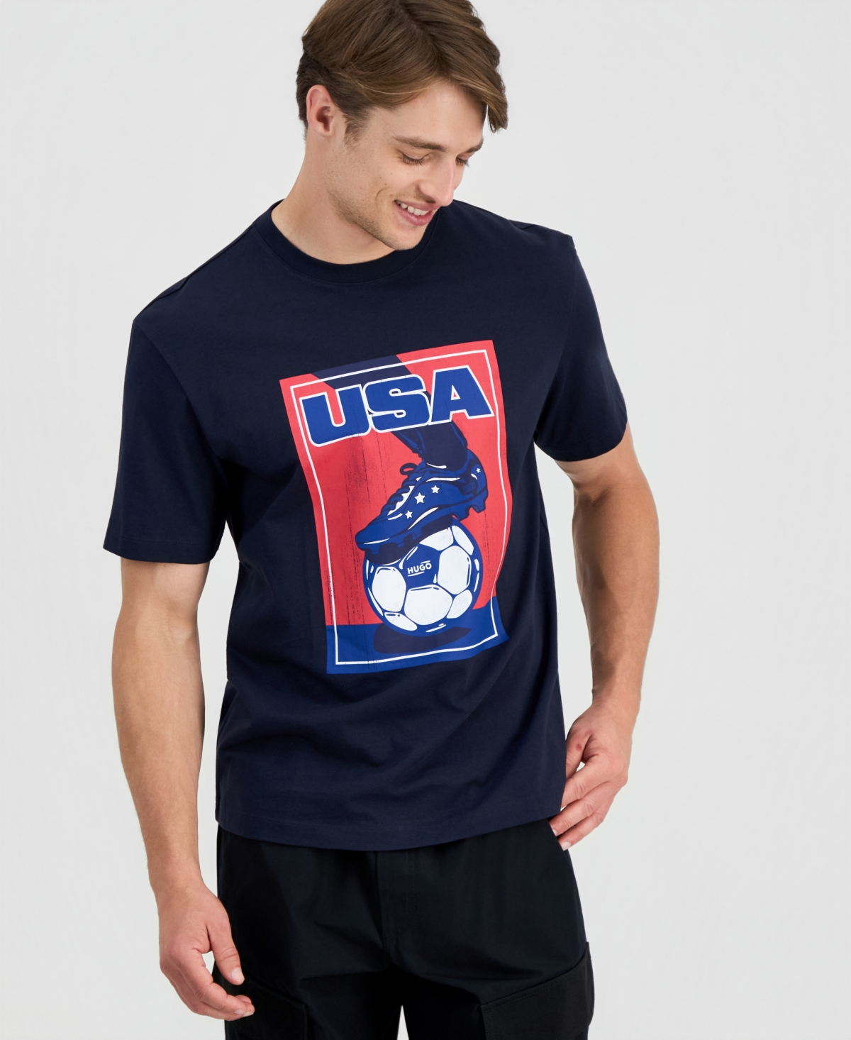 Click here for Hugo by Hugo Boss Mens Relaxed-Fit Football T-Shir... prices