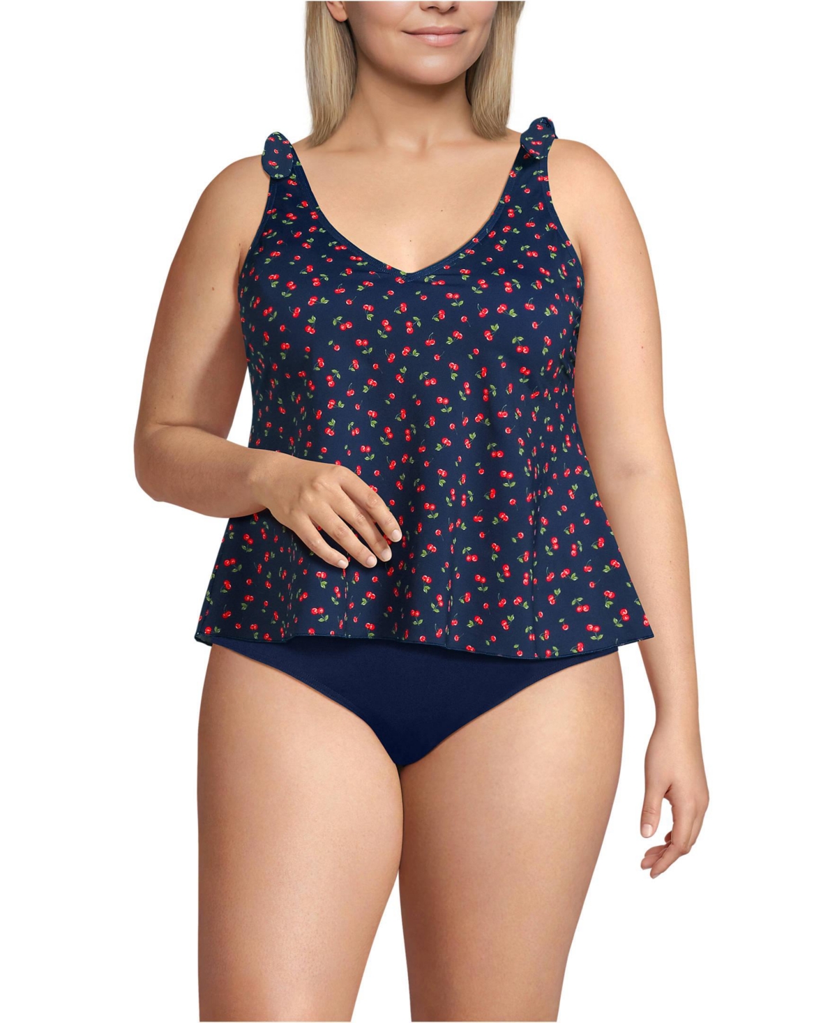 Click here for Lands End Plus Size Tie Shoulder Flutter Tankini T... prices