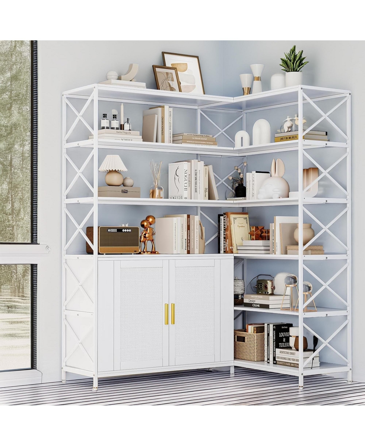 Click here for gaomon 6-Tier Industrial L-Shaped Corner Bookshelf... prices