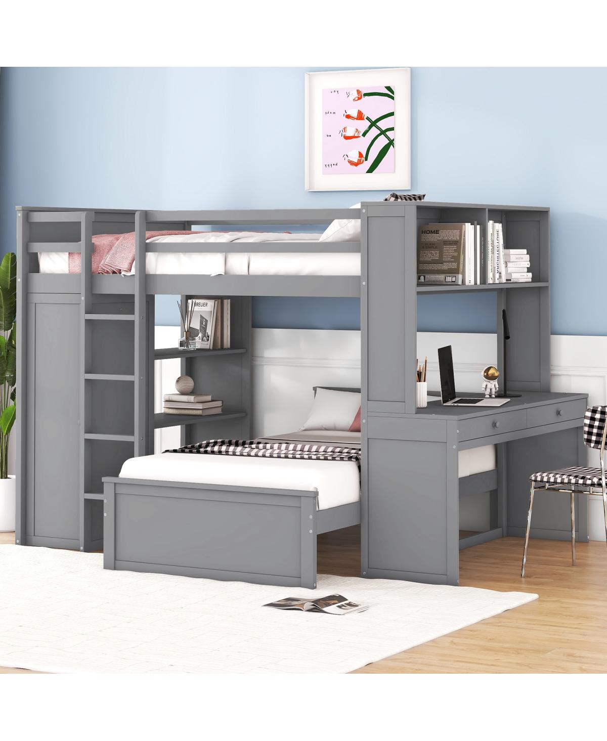 Click here for Streamdale Furniture Loft Bed With Bed  Shelves  D... prices