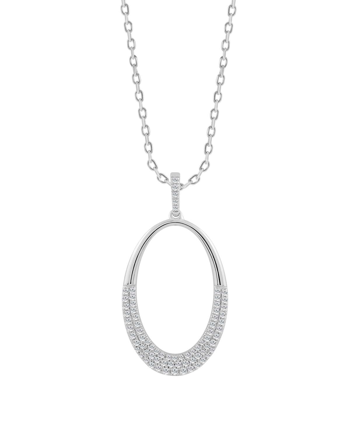 Click here for Diamond Pave Polished Oval Pendant Necklace (1/2 c... prices