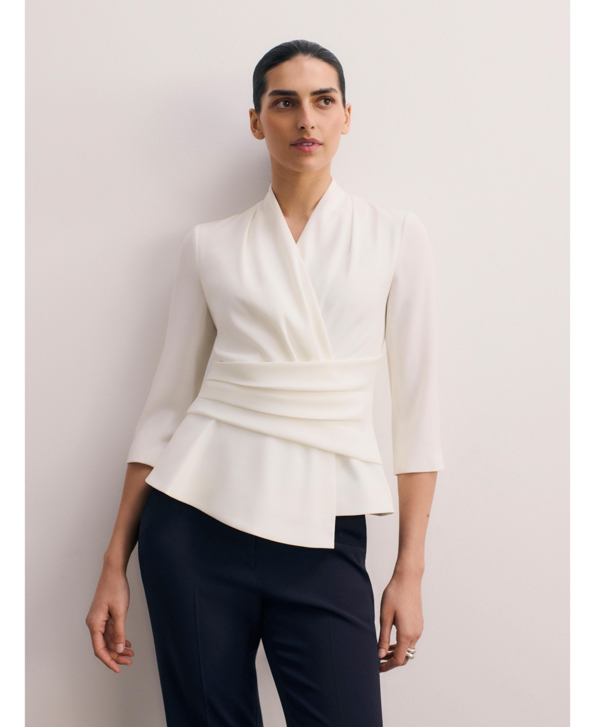 Click here for The Fold Womens Belleville Clever Crepe Top - Ivor... prices