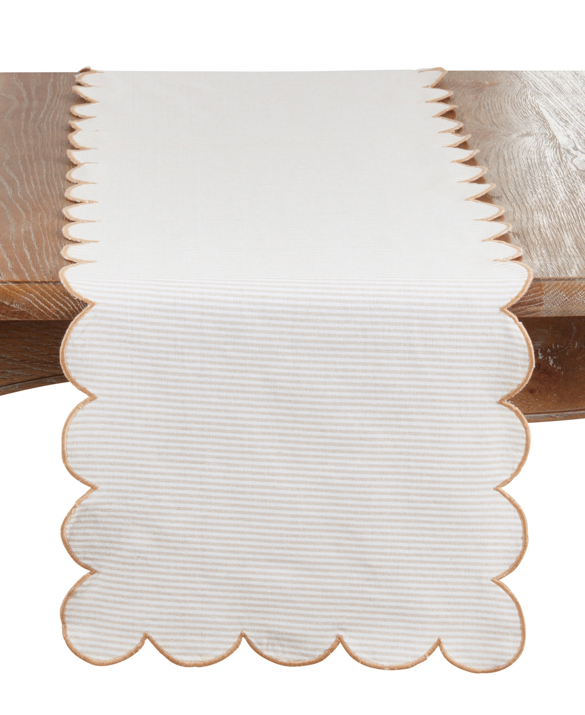 Click here for Saro Lifestyle Cotton Striped Scalloped Table Runn... prices