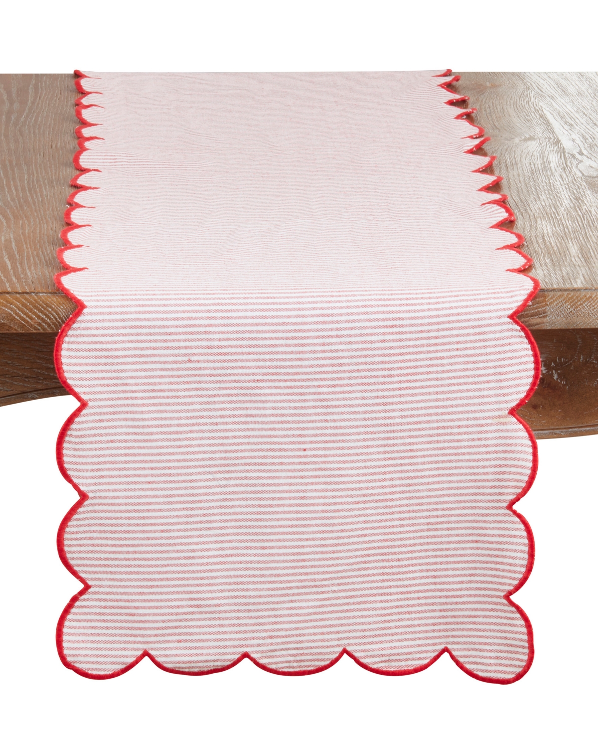 Click here for Saro Lifestyle Cotton Striped Scalloped Table Runn... prices