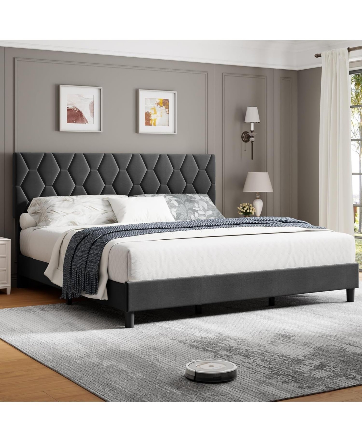 Click here for gaomon Upholstered Bed Frame with Headboard  Platf... prices
