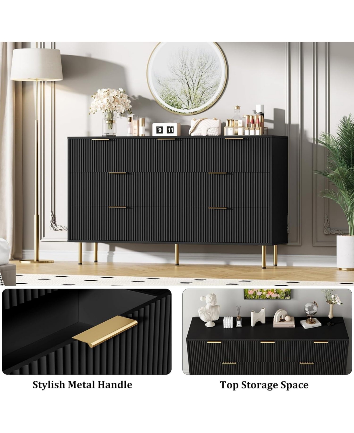 Click here for gaomon 55 Wide 7-Drawer Fluted Dresser  Modern Woo... prices
