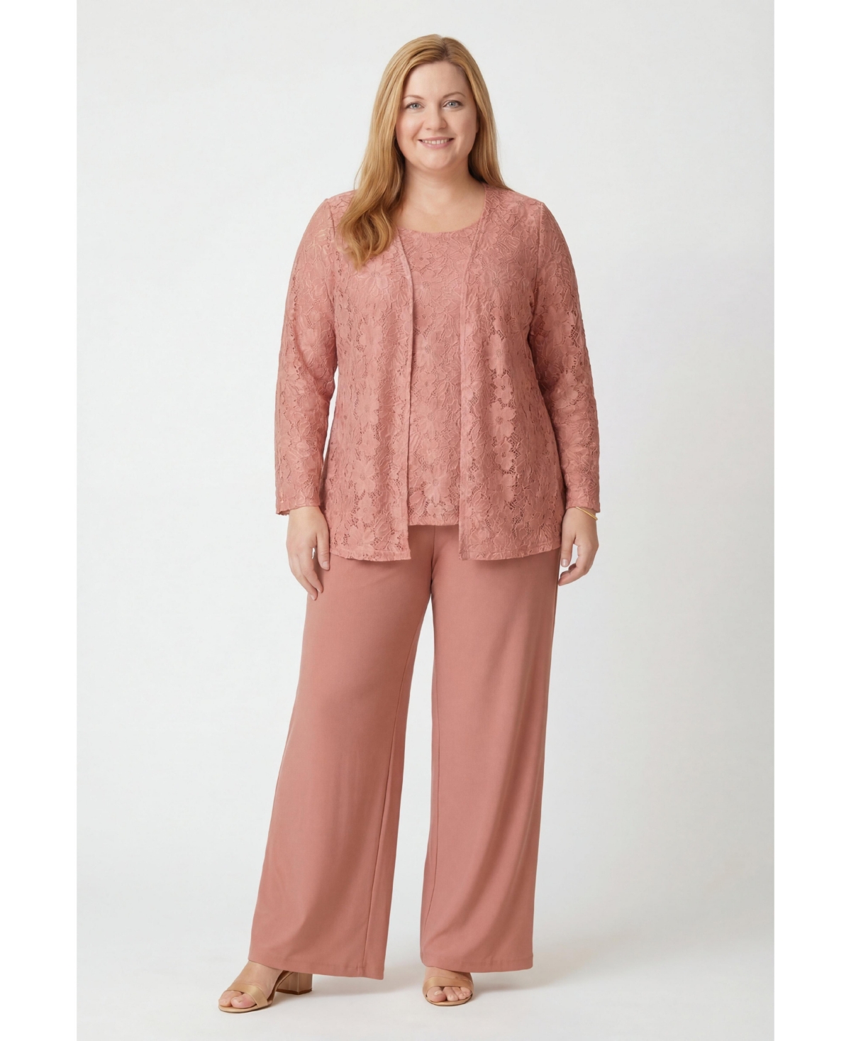 Click here for Woman Within Womens Within 3-Piece Lace Jacket/Tan... prices