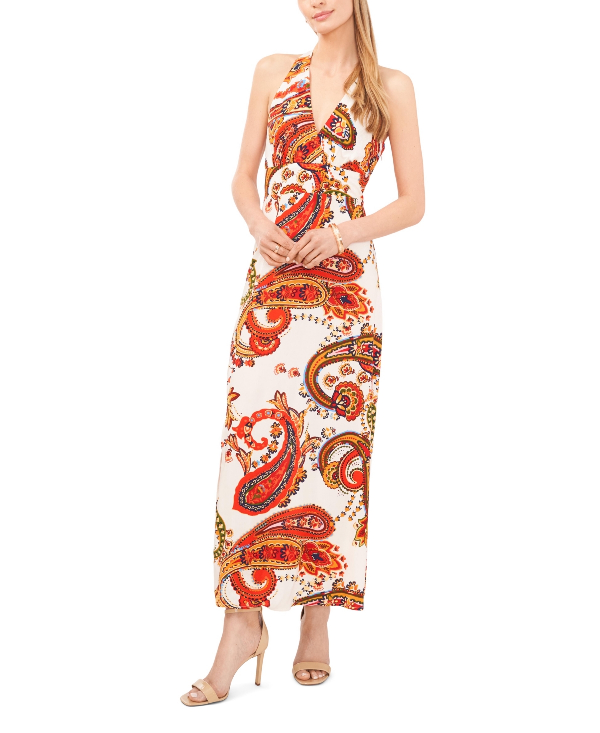 Click here for Vince Camuto Womens Printed V-Neck Maxi Dress - Ne... prices