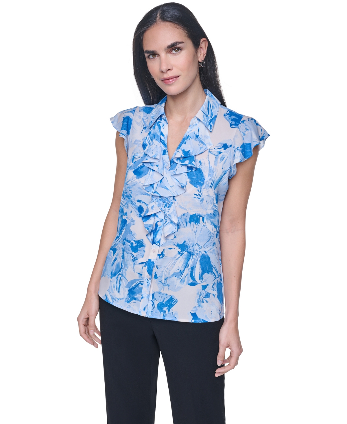 Click here for Calvin Klein Womens Collared Neck Top - Breeze Mul... prices