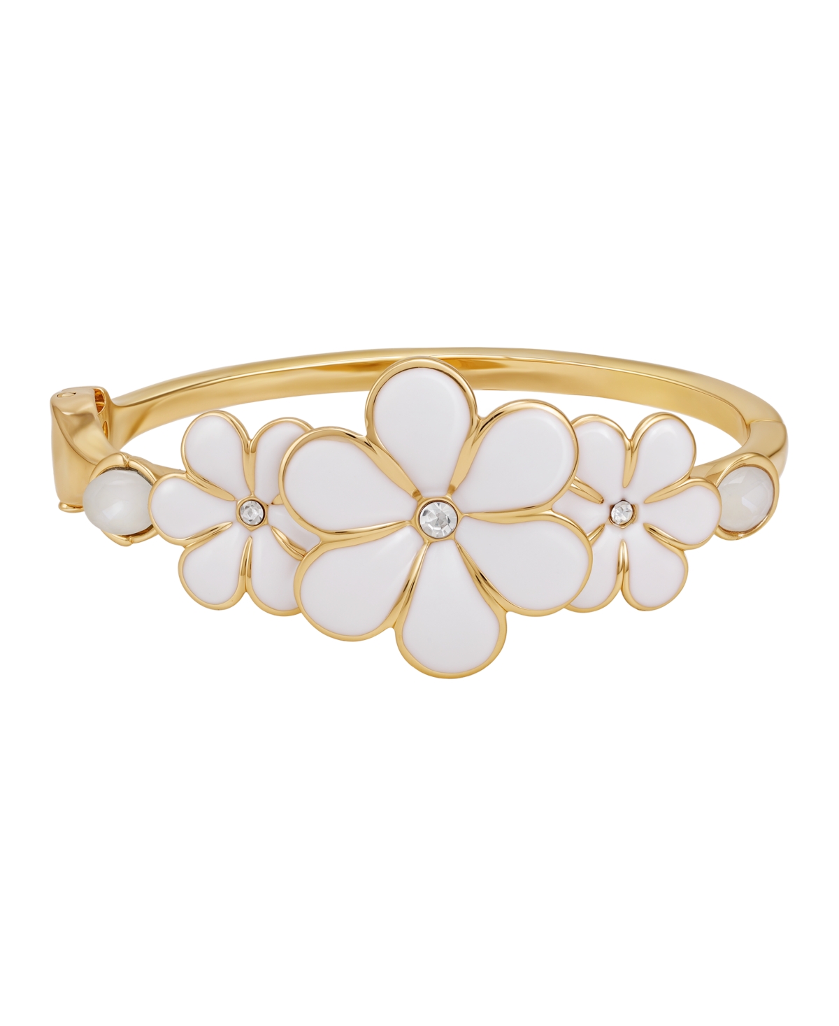 Click here for Guess Gold-Tone Floral Side Hinge Bangle Bracelet... prices
