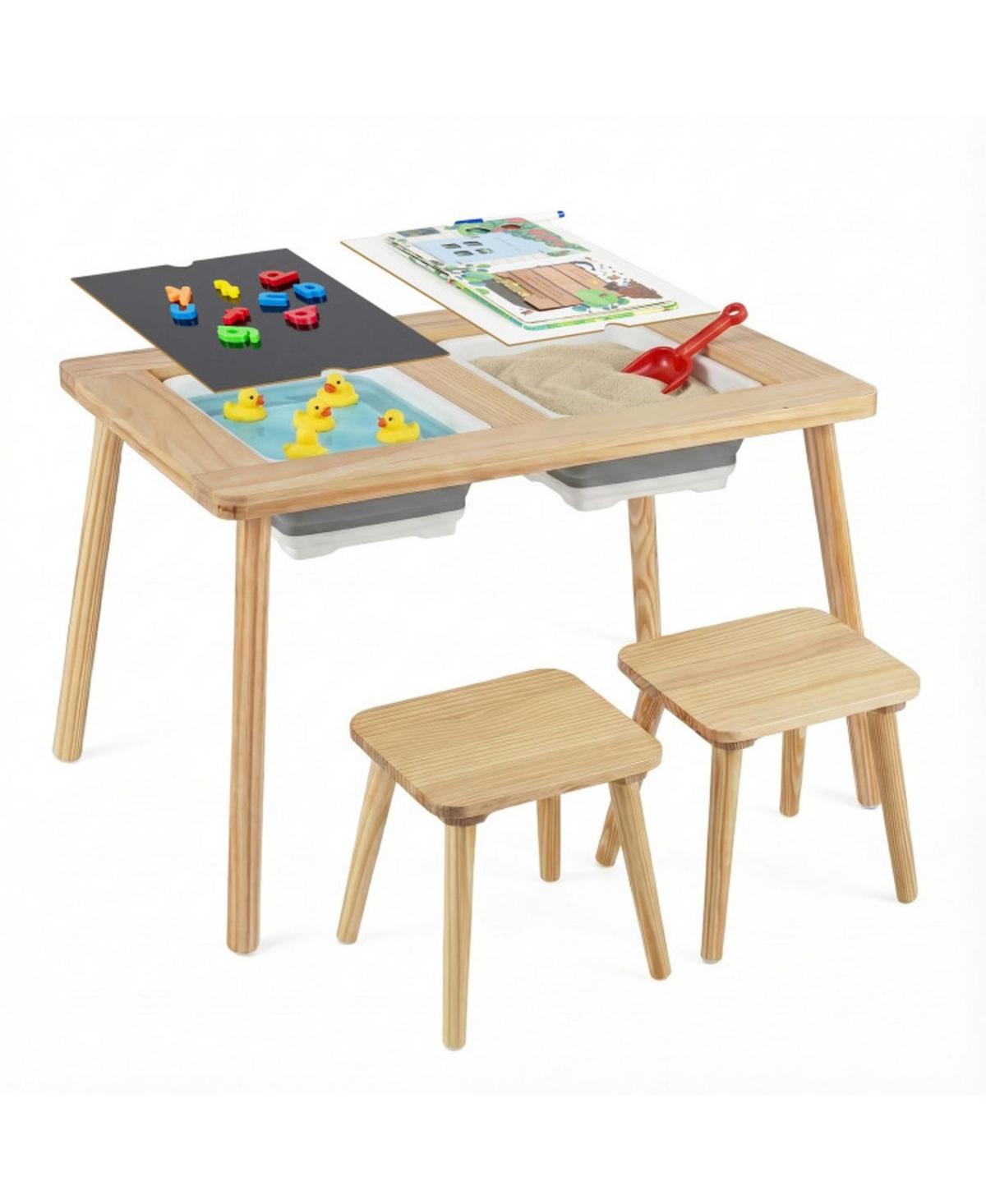 Click here for Gouun Kids Wooden Activity Table Set with Chalkboa... prices