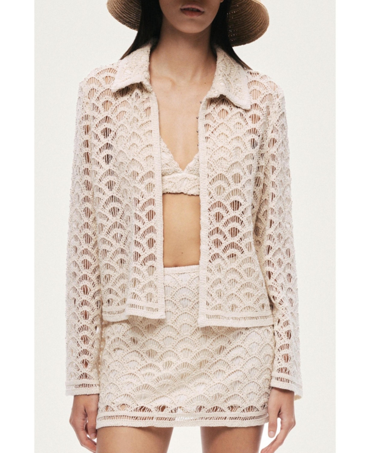 Click here for Nocturne Womens Cropped Lace Jacket - Open white prices
