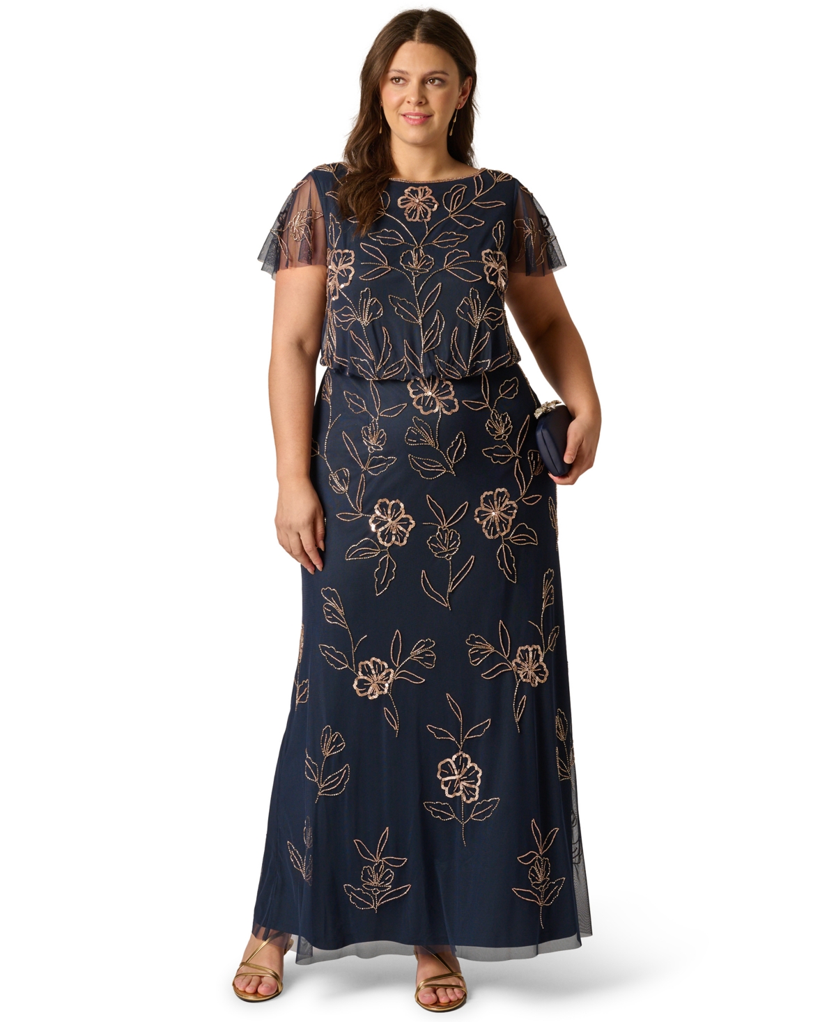 Click here for Adrianna Papell Plus Size Beaded Blouson Dress - N... prices