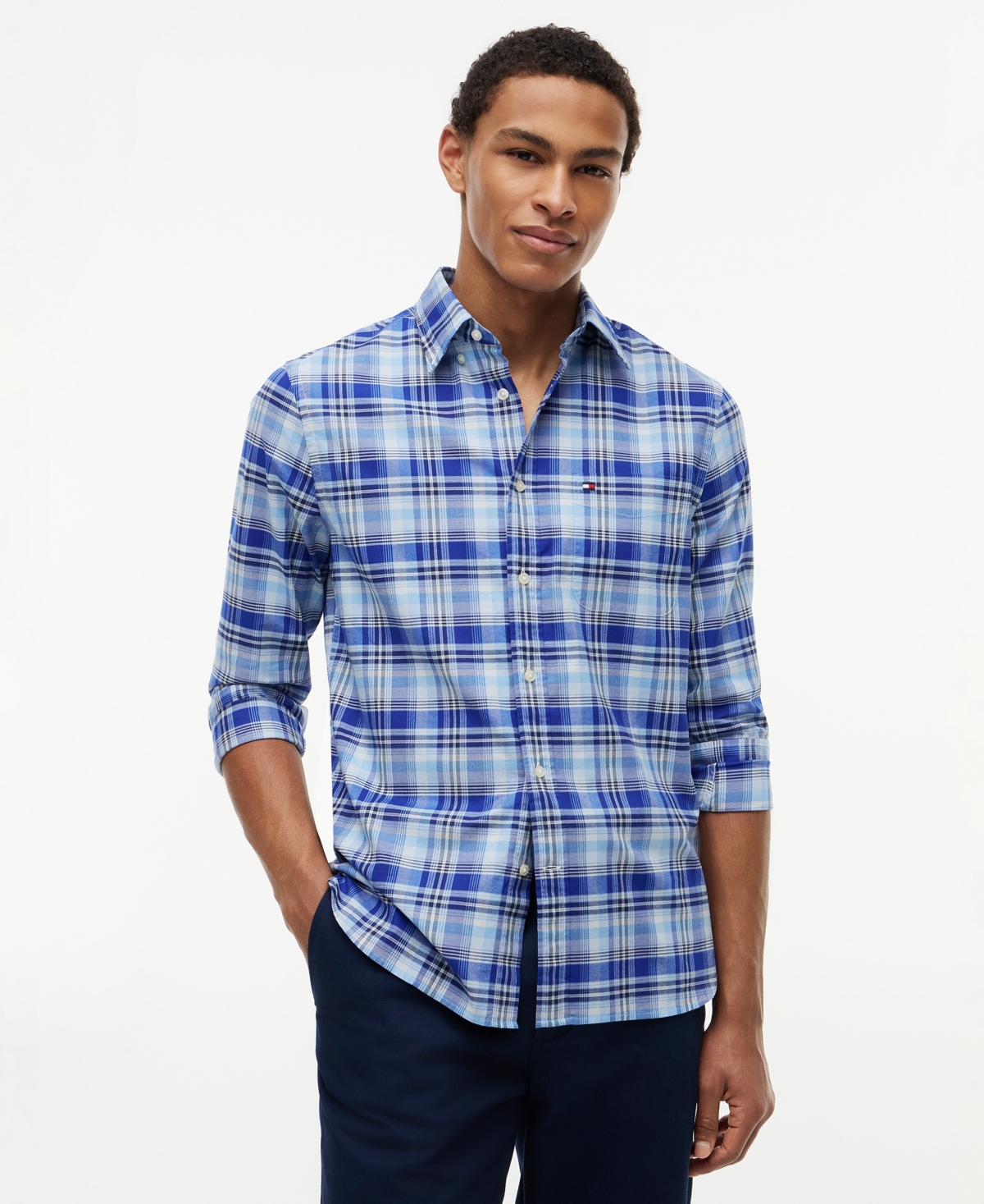 Click here for Tommy Hilfiger Mens Oxford Multi-Check Shirt - Wed... prices