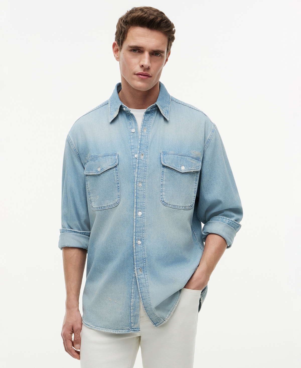 Click here for Tommy Hilfiger Mens Regular-Fit Indigo Shirt - Dun... prices