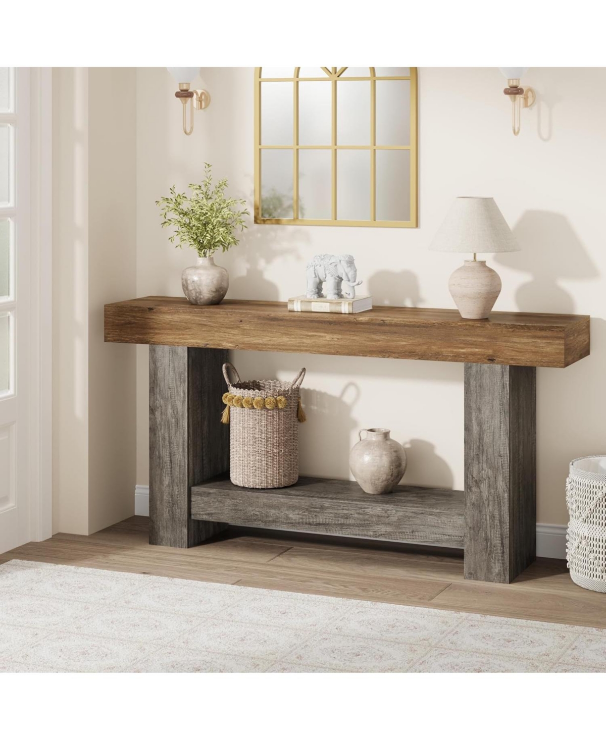 Click here for gaomon 63 Farmhouse 2-Tier Entryway Console Table... prices